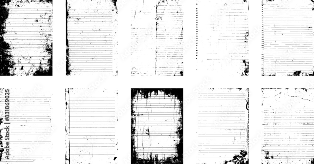 Collection of dirty paper with old notebook lines and stains. Vatical ...