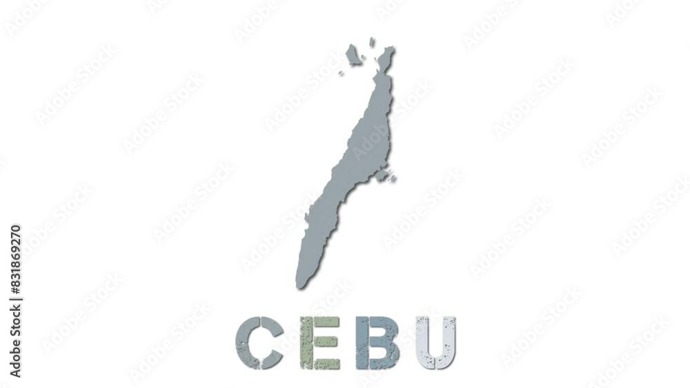 Cebu map with paper regions. Animated island map growing from regions ...