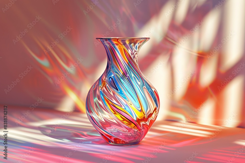 A vase with a surface that creates a refractography effect, bending ...