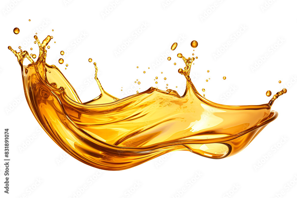Gold oil or engine oil wave splashing png cutout isolated on ...