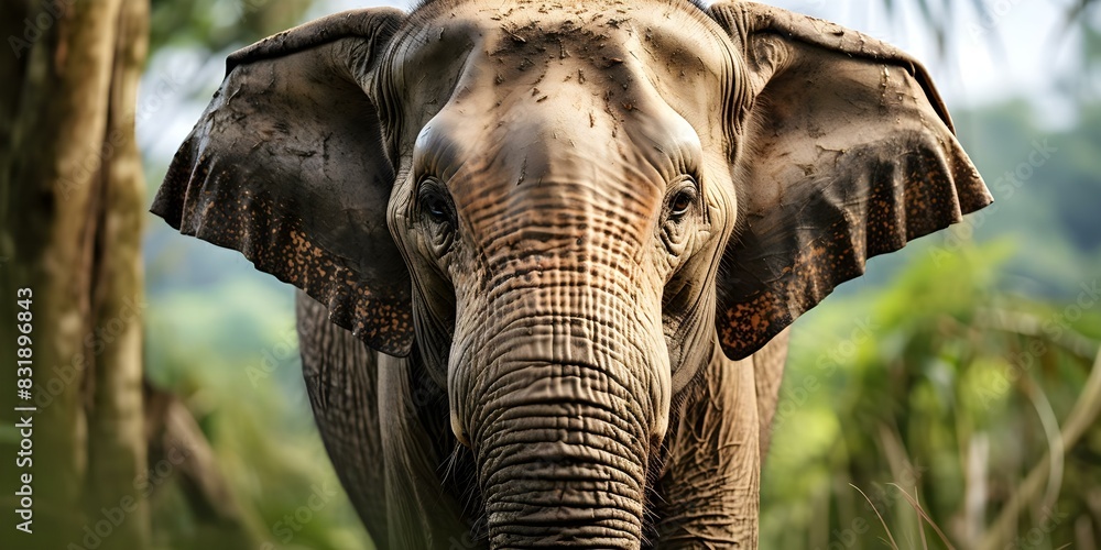 Sumatran elephant portrait emphasizing wildlife conservation efforts ...