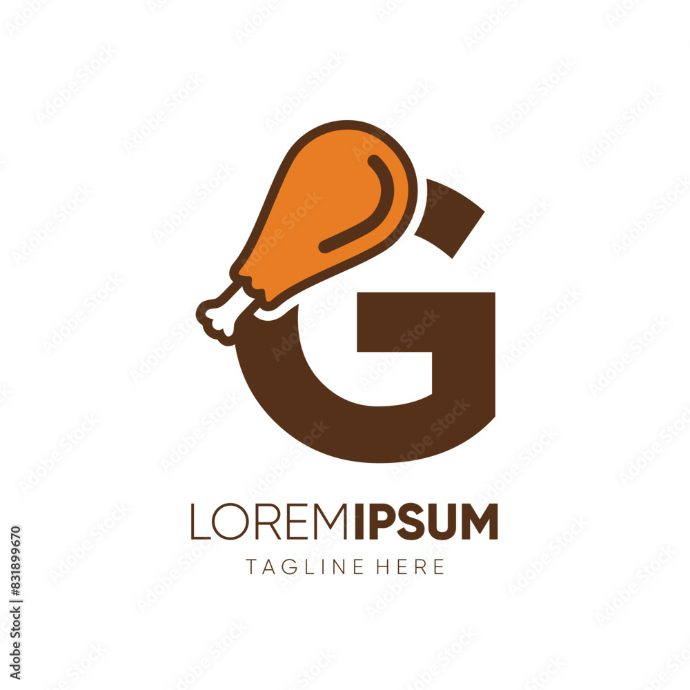 Letter G Chicken Thighs Logo Design Vector Icon Graphic Emblem Symbol ...