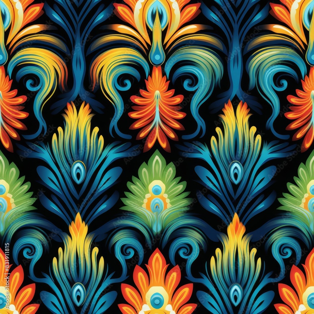 Balinese Ikat symbolic pattern, vibrant colors, intricate design ...