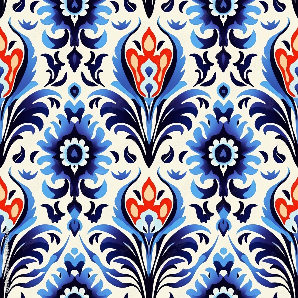 Uzbek Adras Ikat symbolic pattern, vibrant colors, intricate design ...