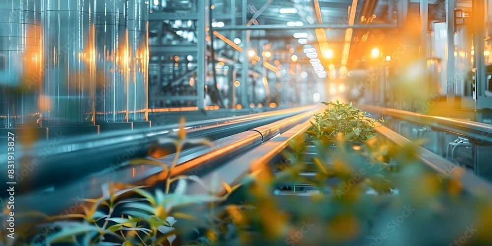 Eco-Friendly Factory with Sustainable Energy. Concept Eco-friendly practices, sustainable energy ...