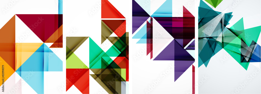 Set of abstract random triangle composition backgrounds. Vector ...