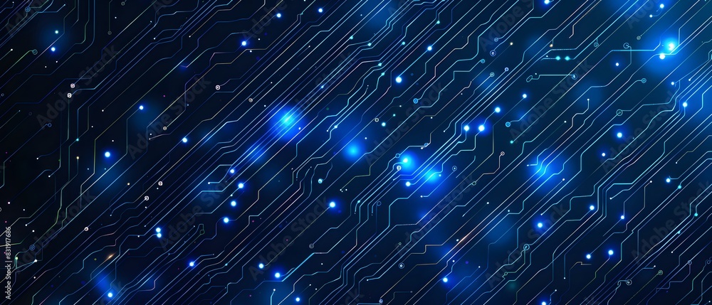 Blue technology background with a circuit board and light effect ...
