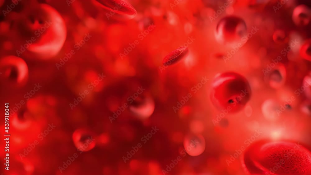 red blood cells in a blue background. Concept of chaos and disorder, as ...