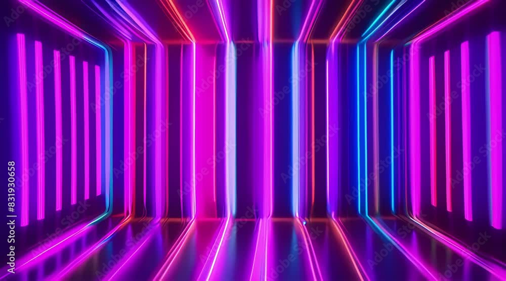 Background animation frame design with neon light effect, generated ai ...