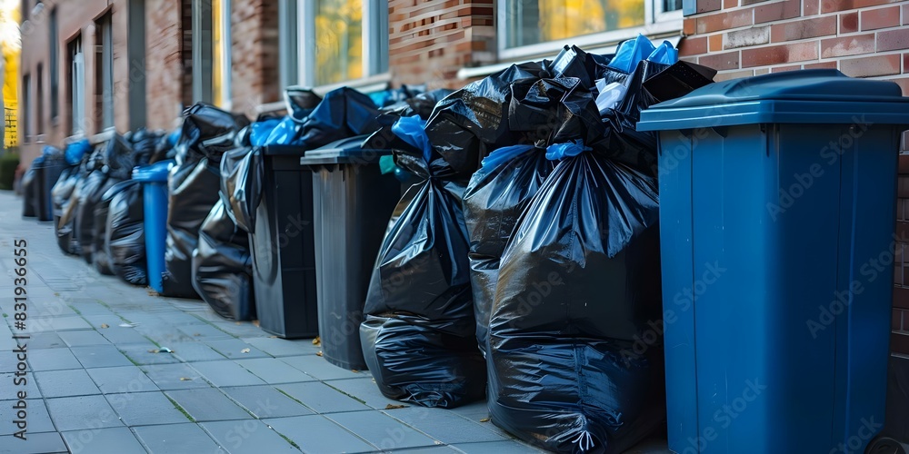 Bins with trash bags for waste disposal in homes and businesses ...