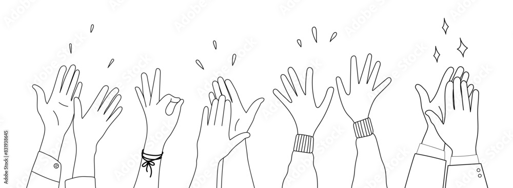 Doodle sketch hands up gestures comic icons silhouettes vector set ...