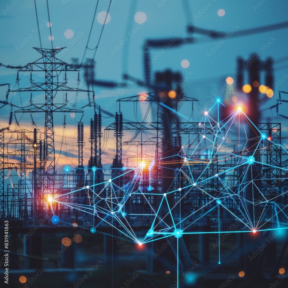 The digital grid is superimposed on the physical structure of the power ...