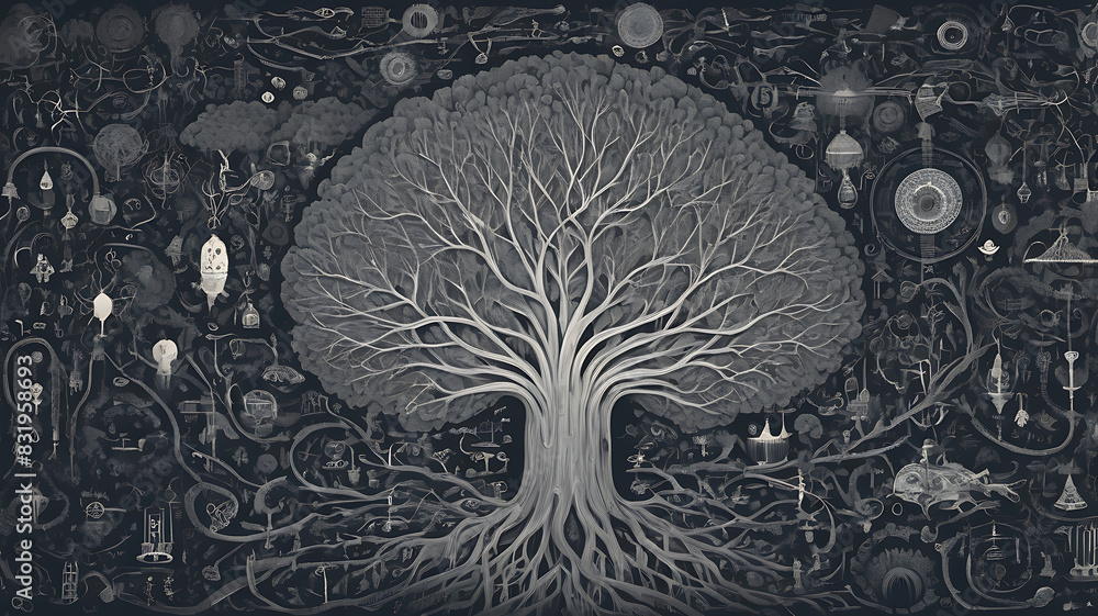 Abstract Illustration on repetitive and intrusive nature of obsessive ...