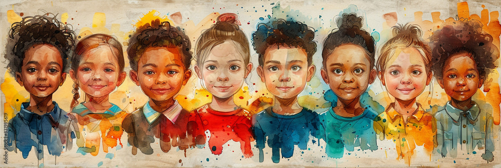 Kindergarten portrait of multiracial smiling different toddler boys and ...