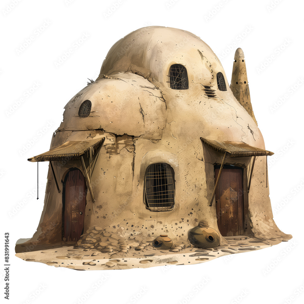 Desert dwelling sand hut house resembling scifi or fantasy setting Game ...