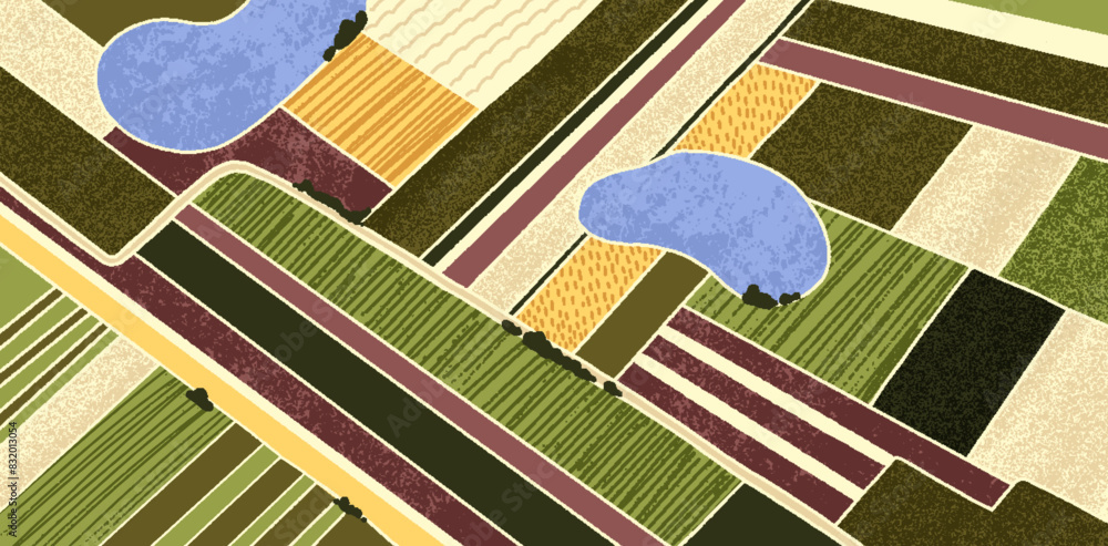 Agriculture field patches pattern. Farm land background. Aerial top ...