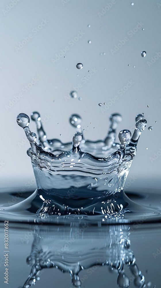 Detailed macro of a single drop of water impacting a calm surface ...