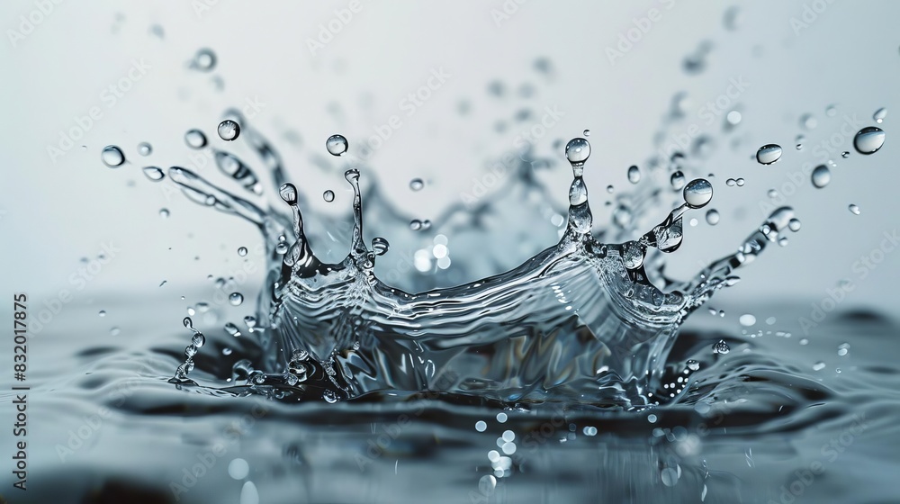 Highspeed capture of a droplet falling into water, freezing the moment ...