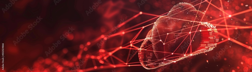 Red visual representation of cloud computing network problems, with ...