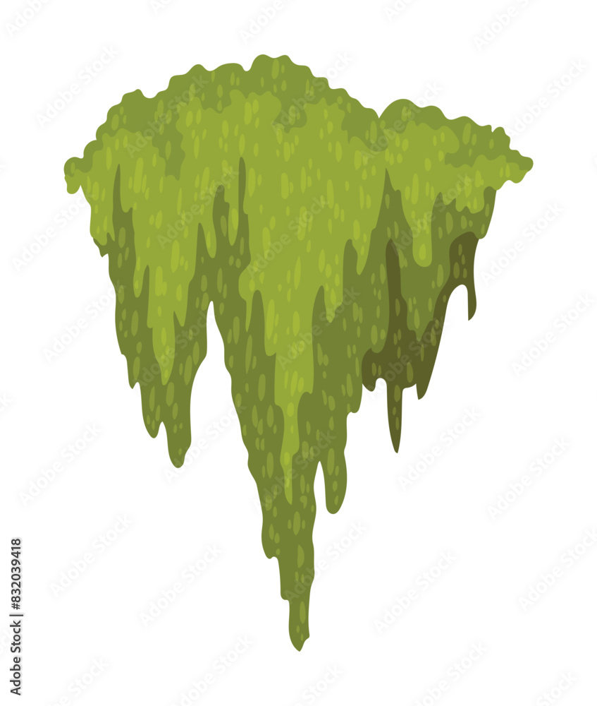 Cartoon jungle moss shape. Green swamp moss, forest hanging and ...