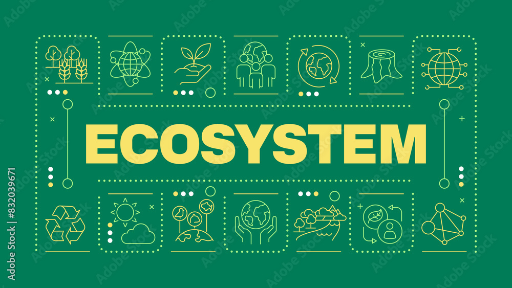 Ecosystem dark green word concept. Ecological system of living ...
