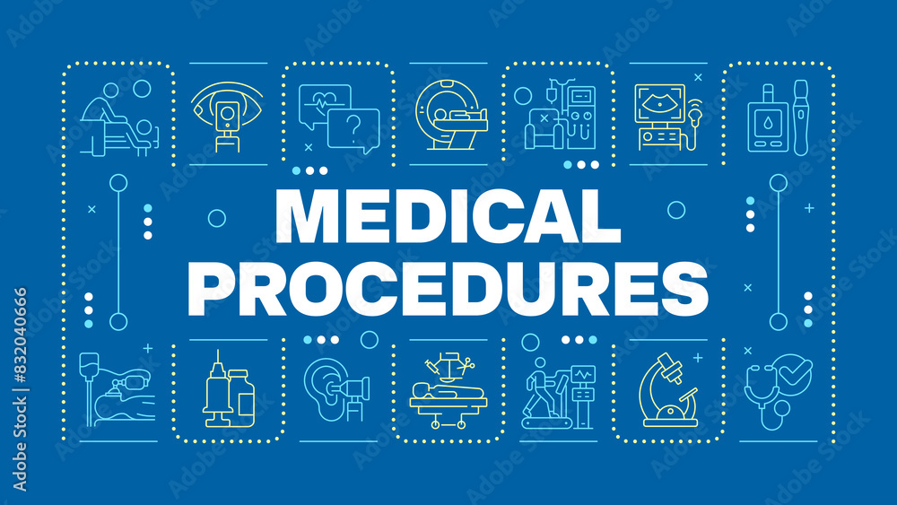 Medical procedures dark blue word concept. Health checkup. Medical ...