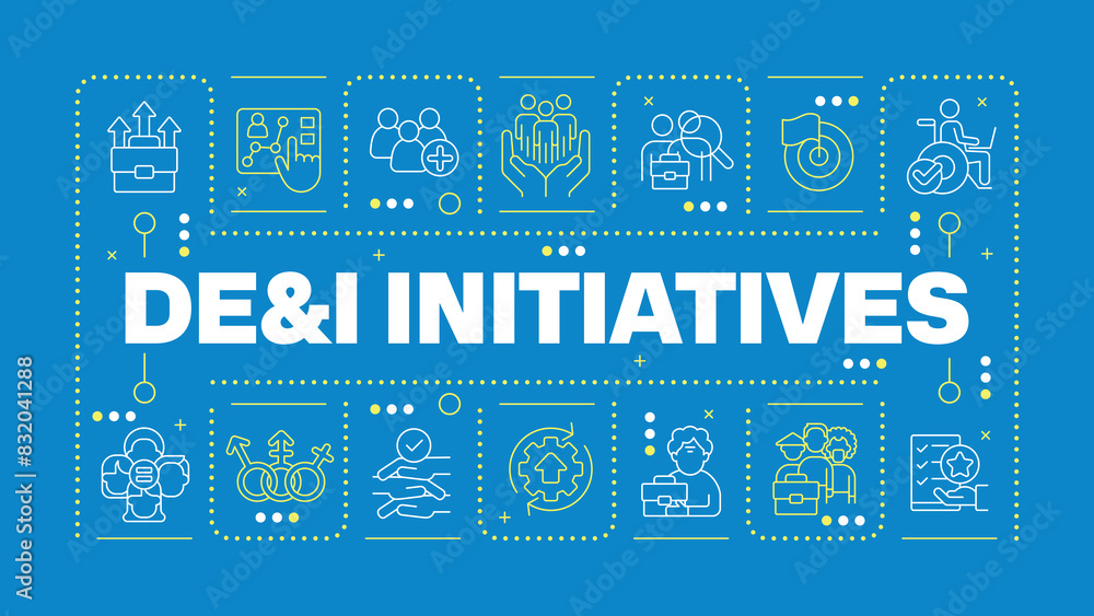 DEI initiatives blue word concept. Diversity, equity and inclusion ...