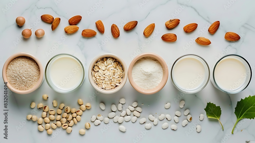 Show the production process of plant-based milk alternatives, such as ...