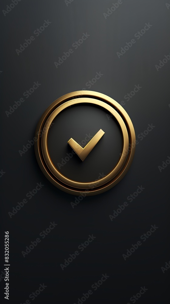 Modern gold checkmark symbol on dark background representing success ...