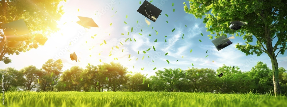 Graduation Season Bliss: Sunny Park, Fresh Grassland, and AI-Generated ...