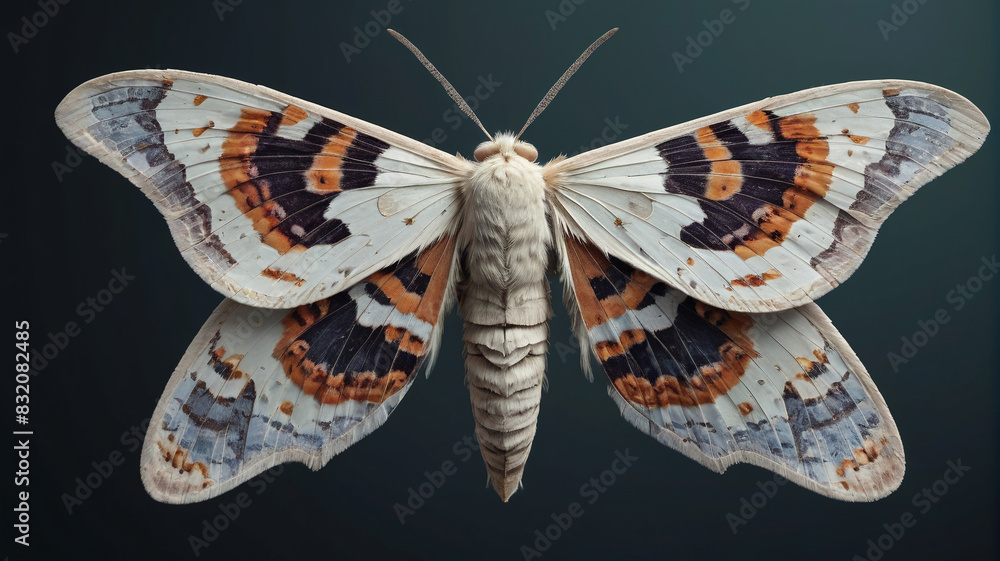 High-resolution image of a mutated moth with malformed wings and ...