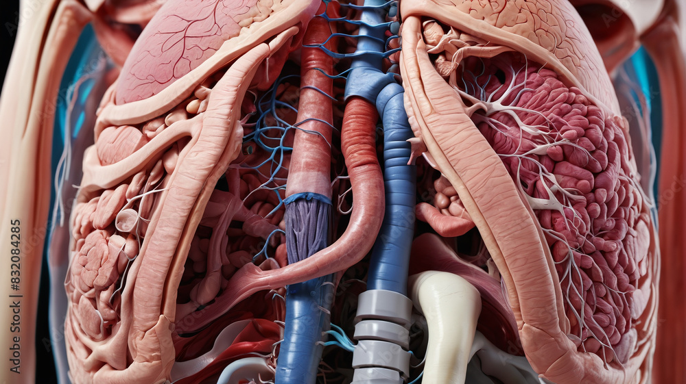 Detailed display of preserved human organs and tissues, providing ...