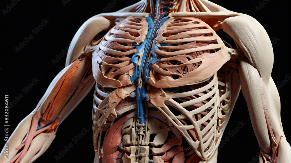 High-resolution image of a plastinated human body, showcasing the ...
