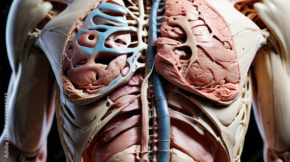 High-resolution image of a plastinated human body, showcasing the ...