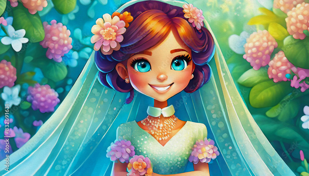 OIL PAINTING STYLE Cartoon character portrait of a beautiful young ...