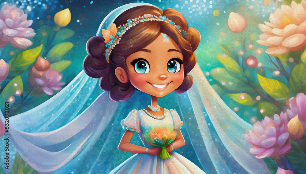 OIL PAINTING STYLE Cartoon character portrait of a beautiful young ...