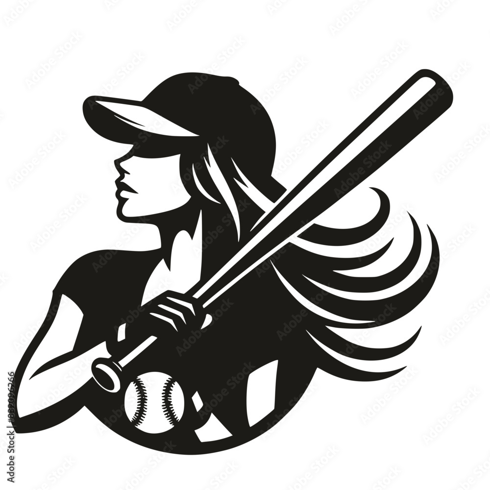 Stockvector Baseball Girl SVG, Baseball Player SVG, Woman SVG, Softball ...
