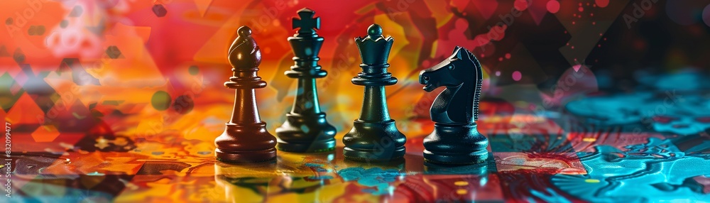 Chess pieces on a world map, symbolizing geopolitical movement, digital ...