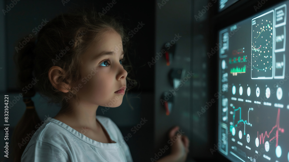 Foto de Elementary School Computer Science Classroom: Cute Little Girl ...