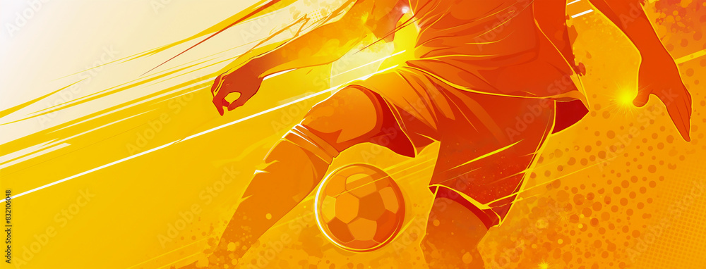 Background for advertising banner, a soccer ball and soccer player in ...