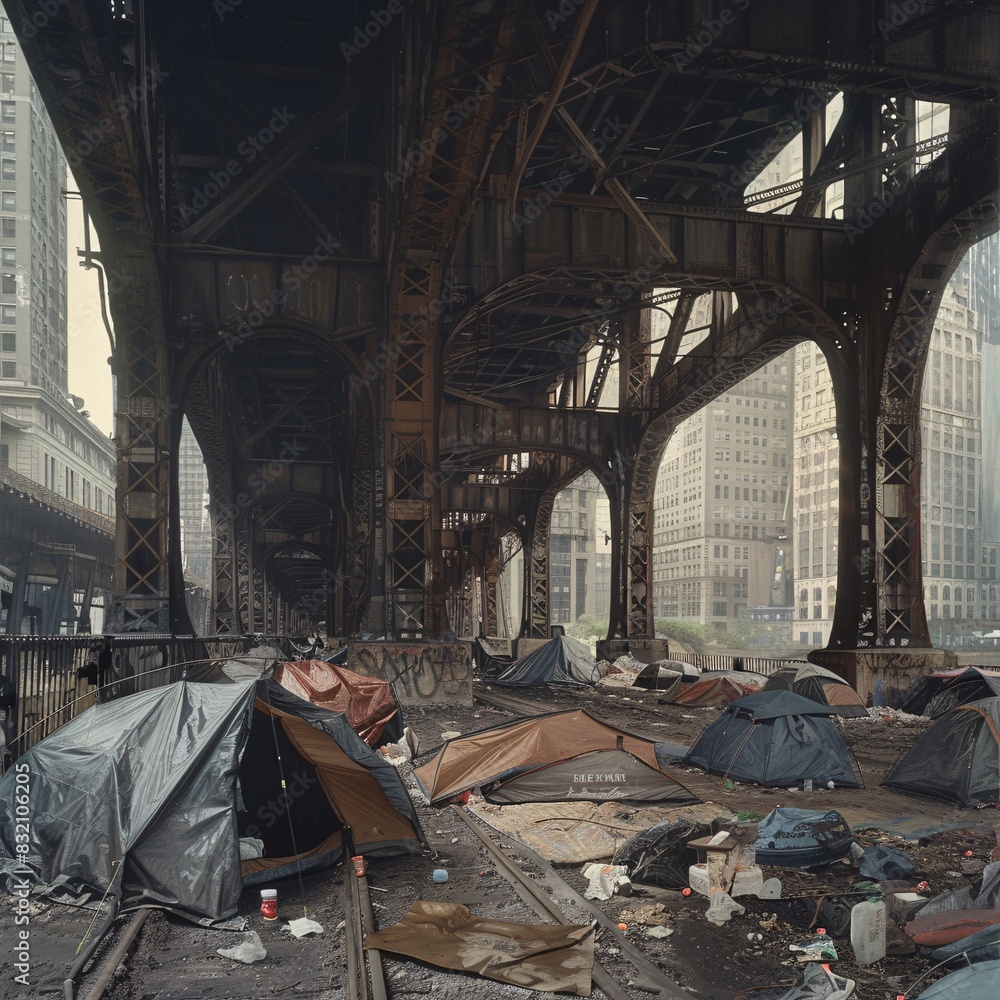 This poignant image captures the reality of homelessness in urban areas ...