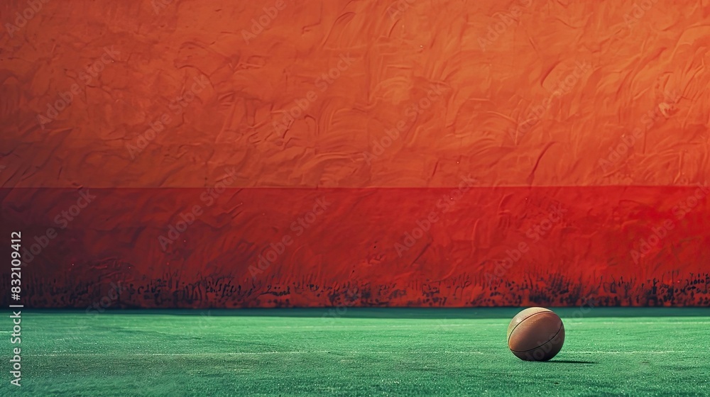 Ball on the football field. Stadium, competition, rugby, fumble ...