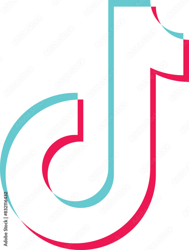 Tiktok logo. Realistic social media icon logotype. Tik Tok flat Icon ...
