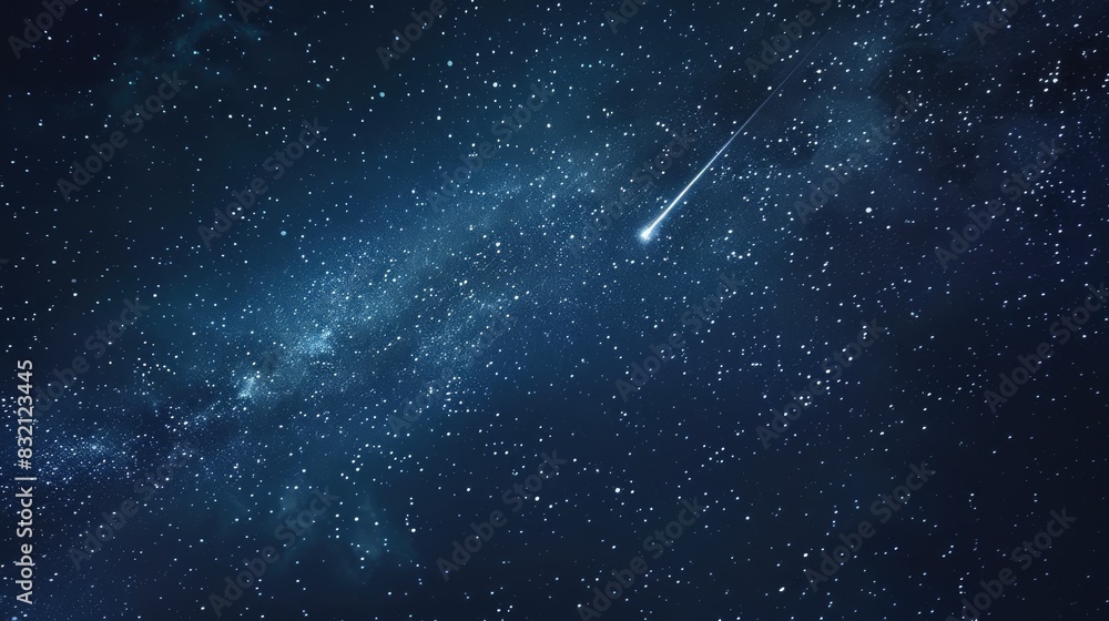 A captivating night sky with a bright shooting star and countless ...