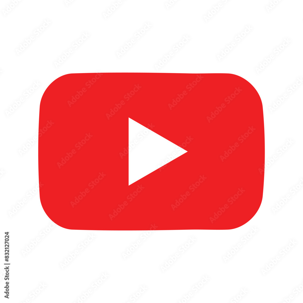 Red YouTube logo on a transparent background. Realistic social media ...