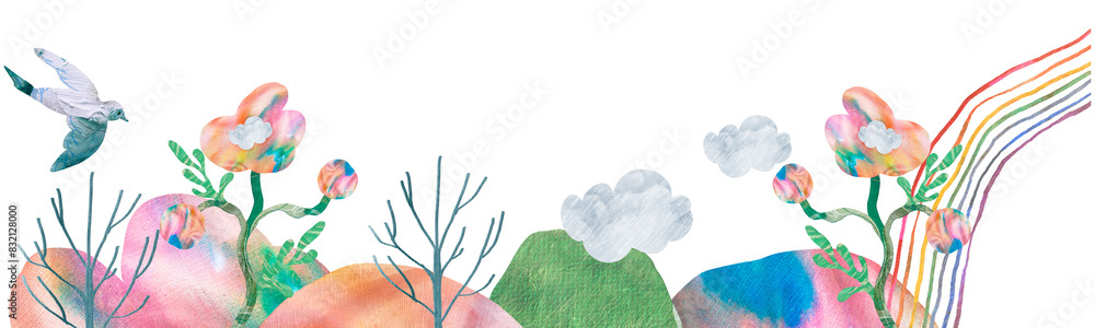 Colorful nature png border, transparent background, landscape paper ...