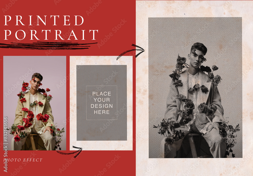 Printed Portrait Photo Book Effect. Photocopy Template Stock Template ...