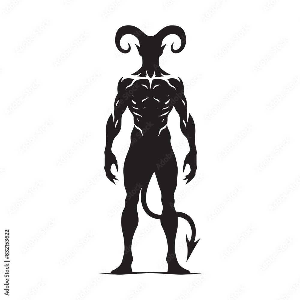 Clean and minimal demon silhouette, perfect for versatile use in design ...