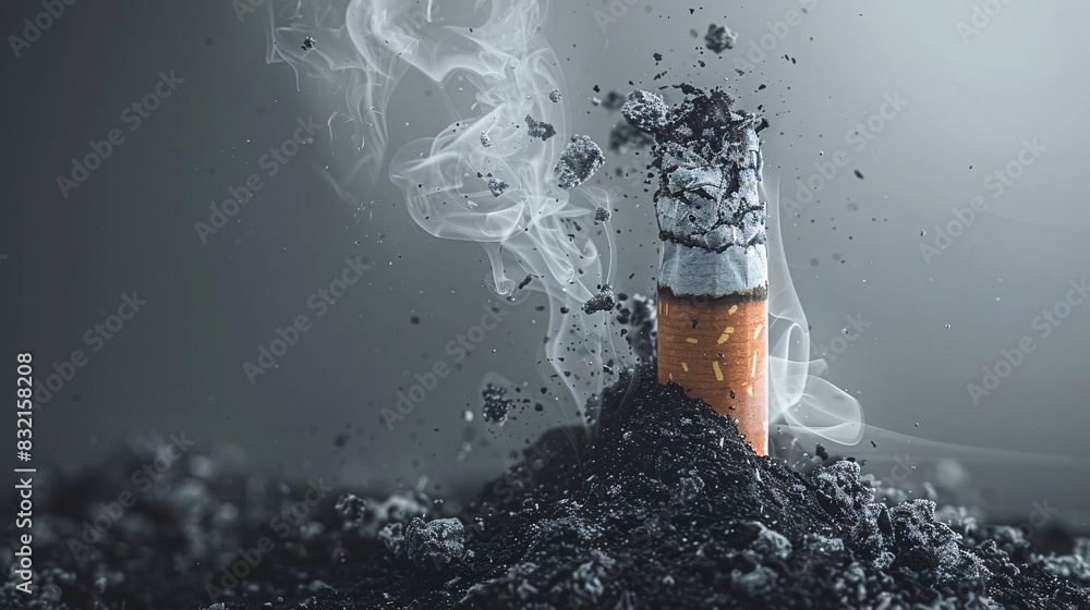 ภาพประกอบสต็อก A visual of a cigarette turning into ashes, forming the ...