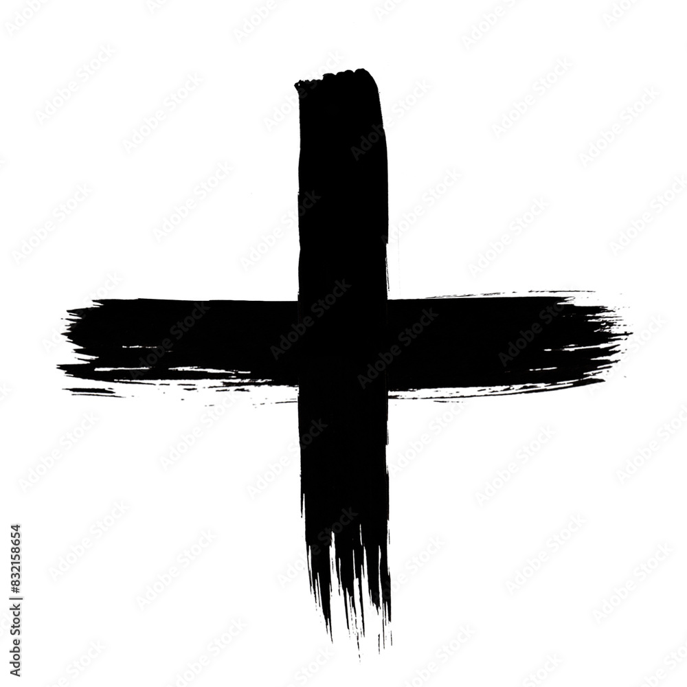 Plus symbol png grunge hand lettering typography Stock Illustration ...